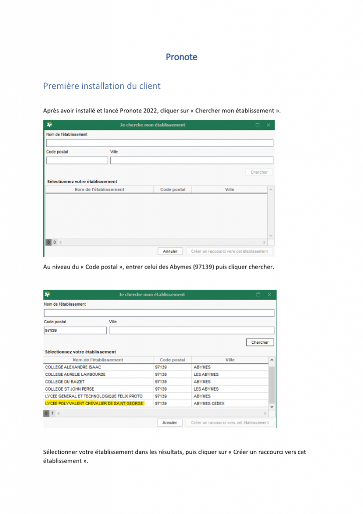 Configuration de Pronote – LPO Chevalier de Saint-Georges