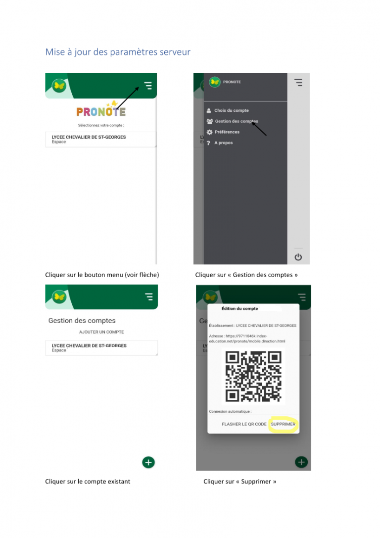 Configuration de Pronote – LPO Chevalier de Saint-Georges