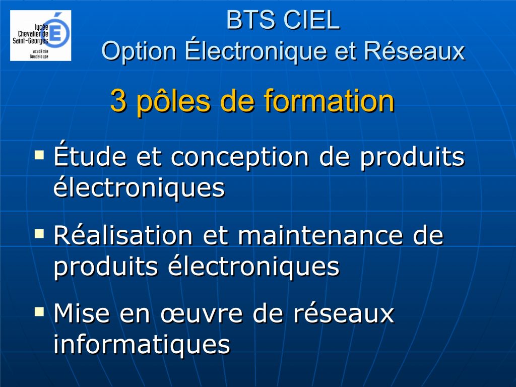 BTS CIEL option B: Électronique et Réseaux – LPO Chevalier de Saint-Georges